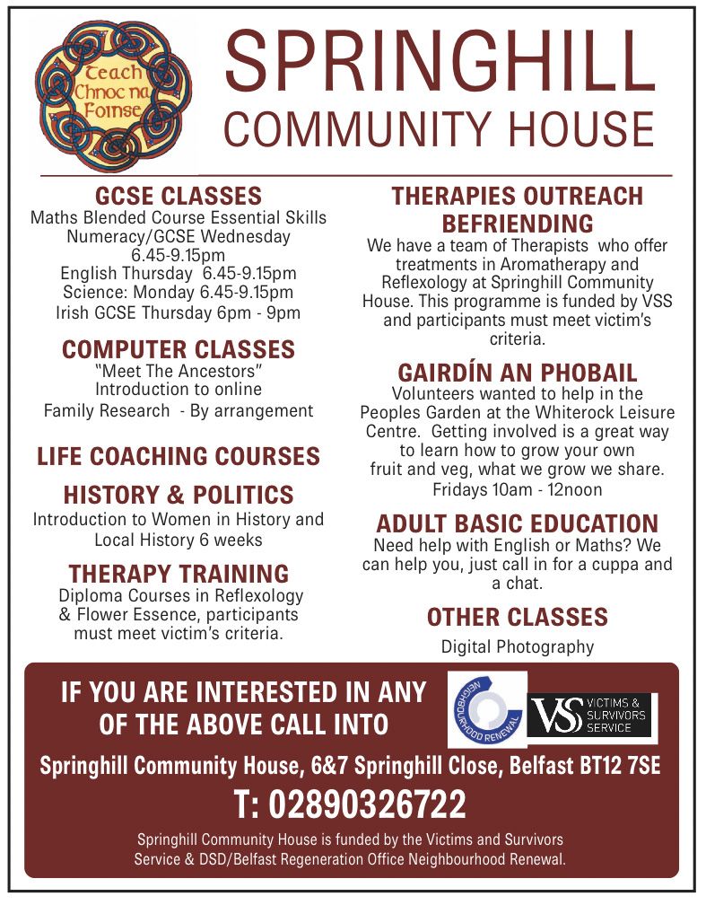Enrol for classes at Springhill Community House