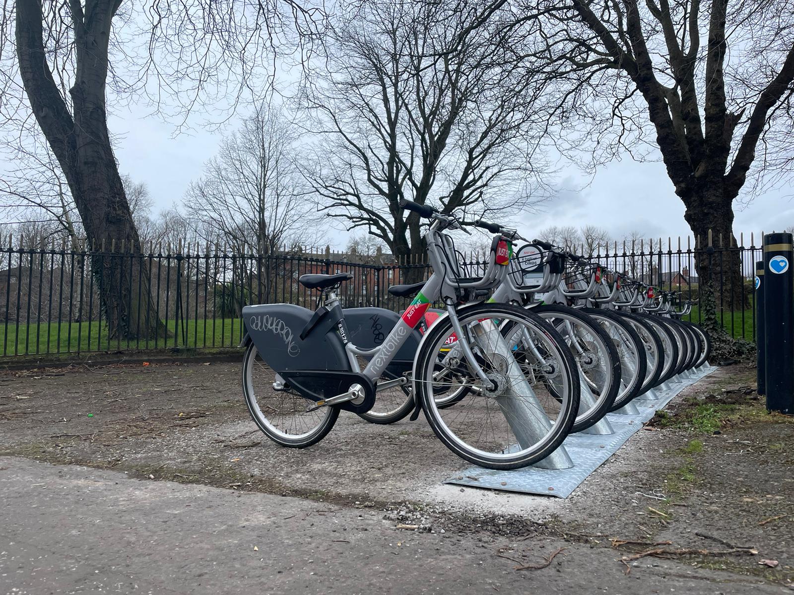 Docking station for Belfast Bikes at the Waterworks