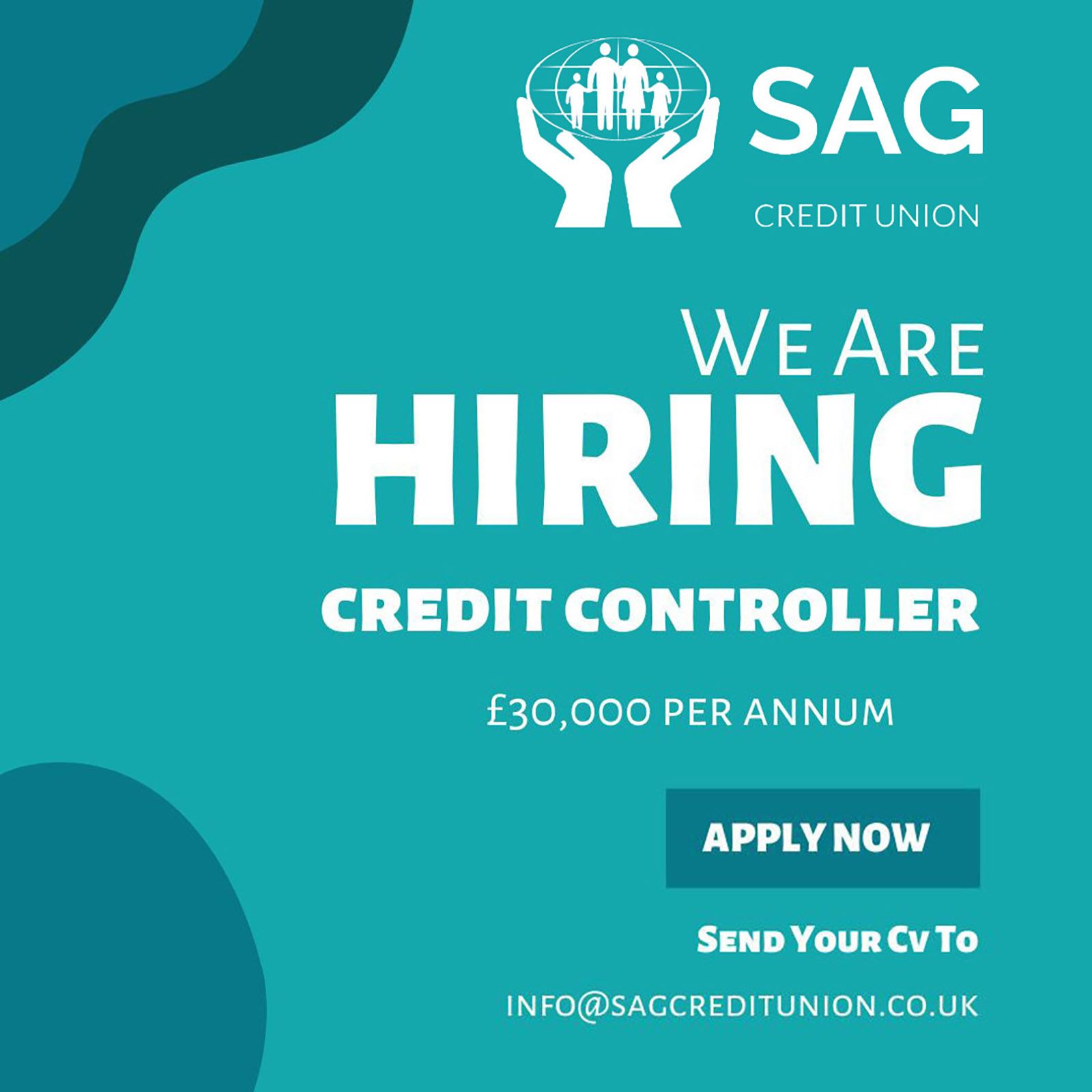 SAG Credit Union are hiring a Credit Controller
