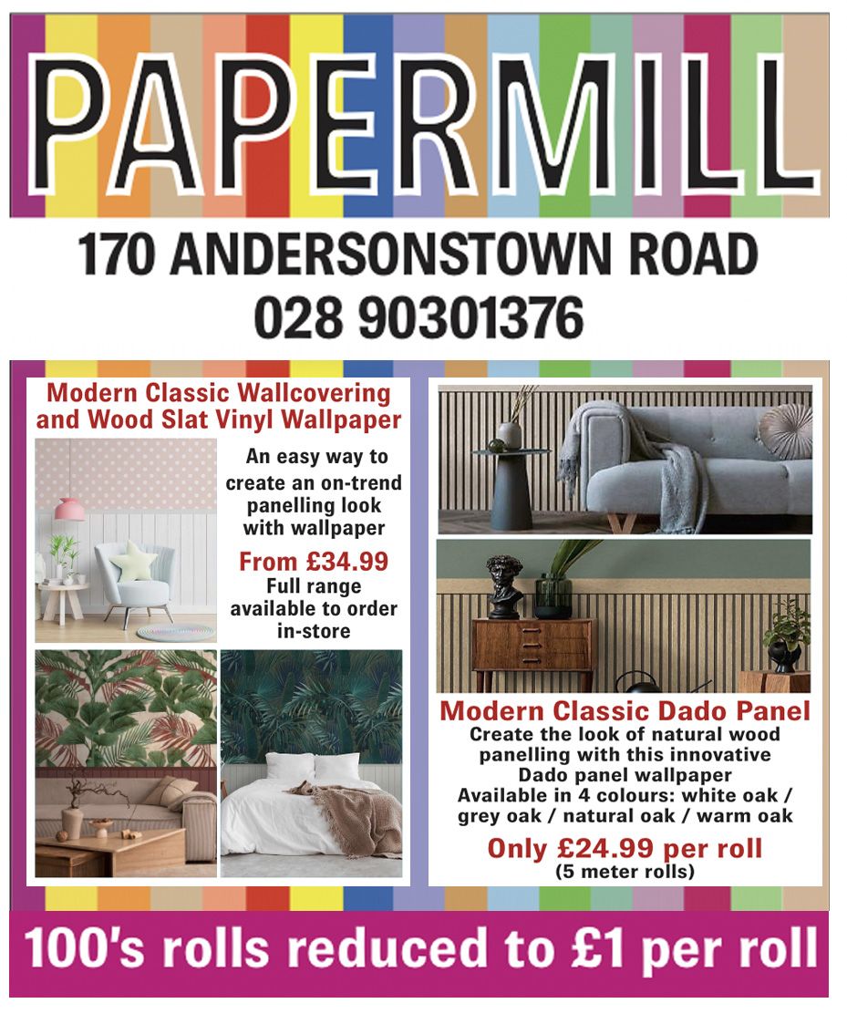 Create a luxurious modern look with Papermill on the Andersonstown Road
