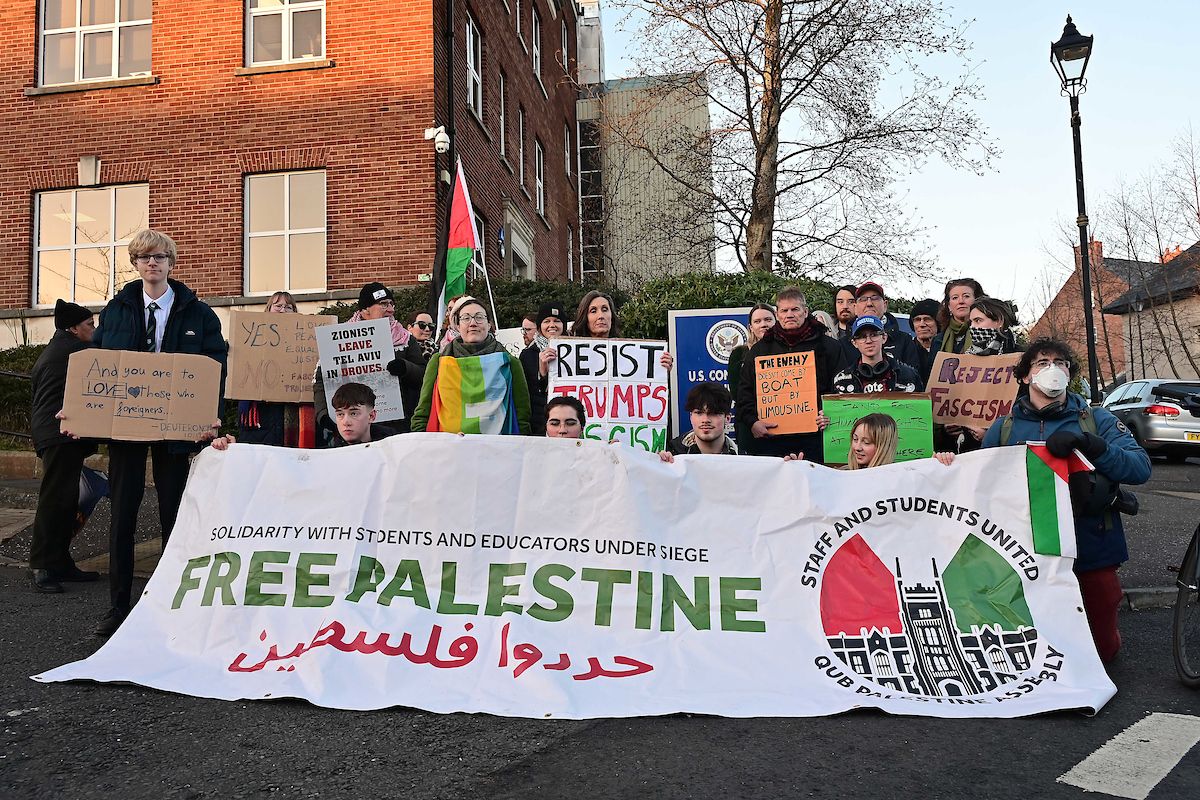 Anti-Trump protest held at US Consulate in South Belfast